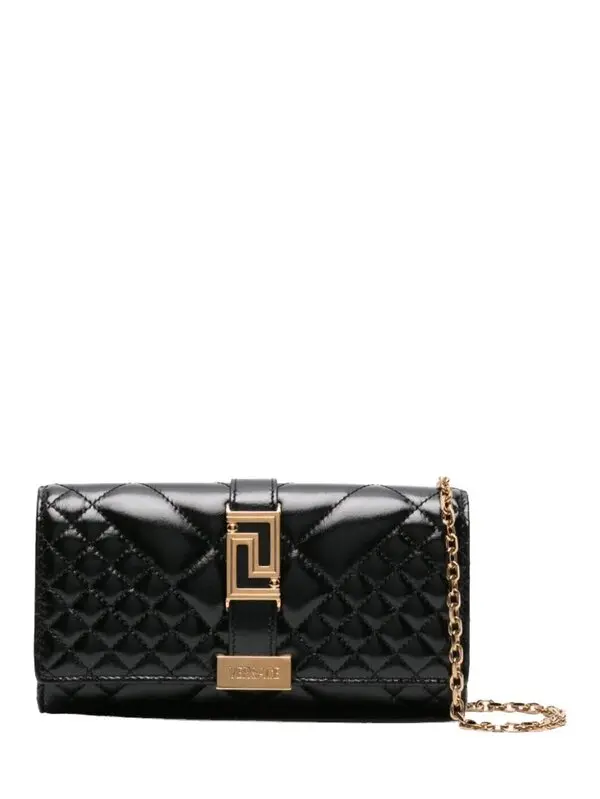Versace Greca Goddess Matelassé Chain-linked Clutch Bag - Black