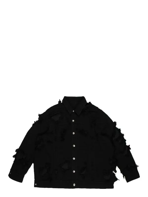 Rick Owens Layered Distressed Denim Jacket - Black