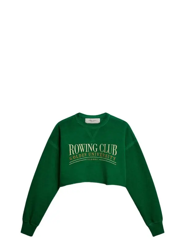 GOLDEN GOOSE Louisa Cropped Crewneck Sweatshirt - Green