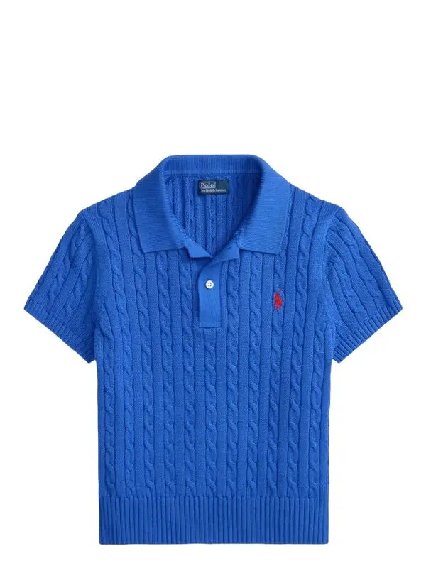 Polo Ralph Lauren Short-sleeved Cable Knit Polo Shirt - Gala Blue