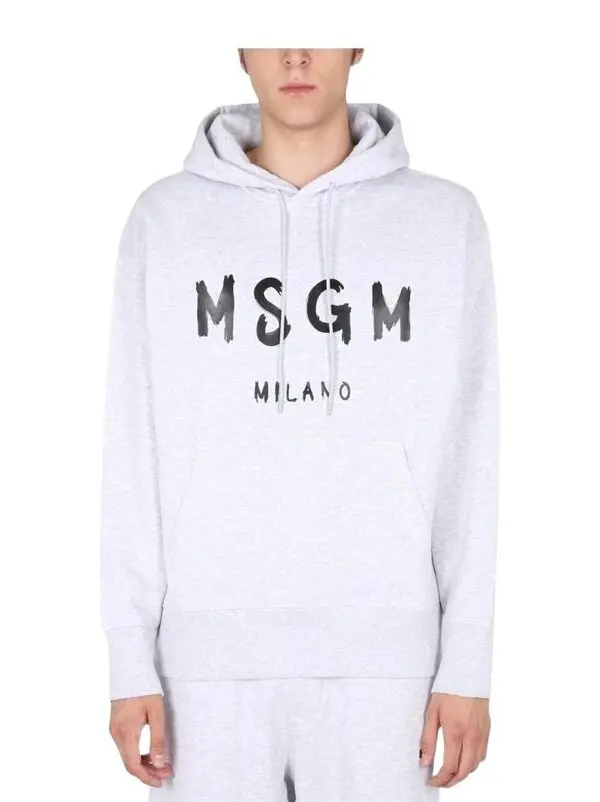 MSGM Logo Print Hoodie - White