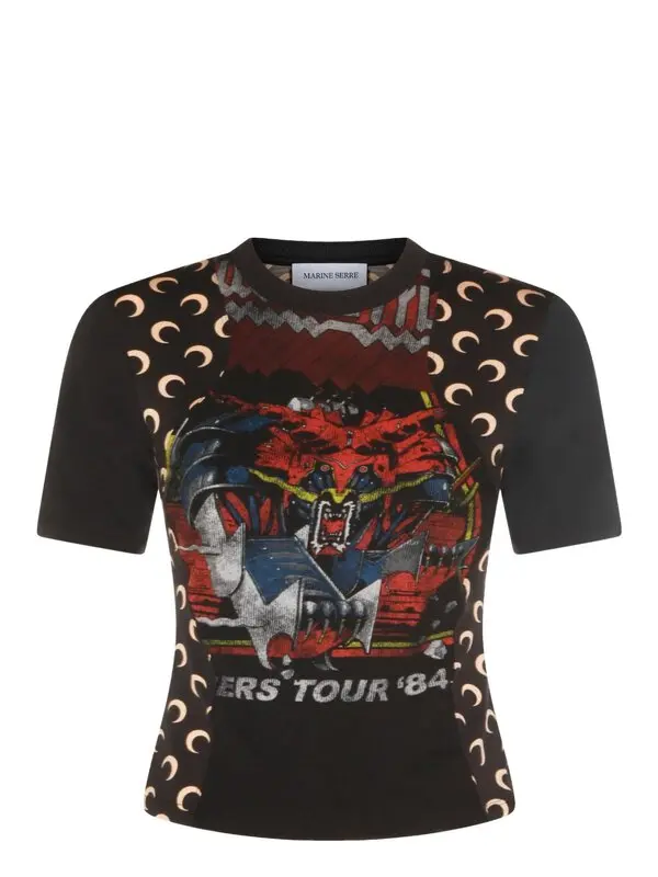 MARINE SERRE Graphic Moon-print T-shirt - Black