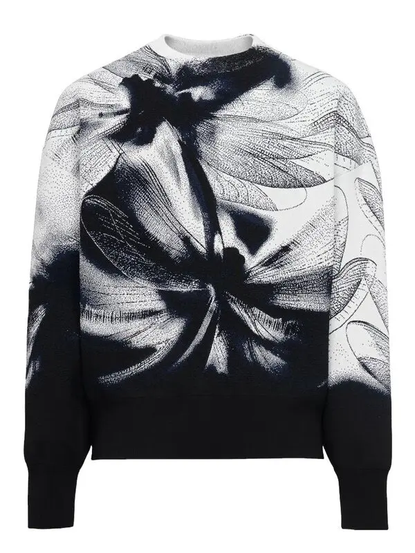 Alexander McQueen Graphic Print Crewneck Sweater - Black