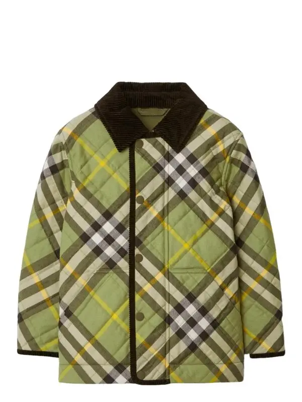 Burberry Quilted Jacket With Corduroy Collar - Green