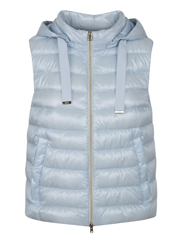 Herno Hooded Padded Gilet - Sky-blue