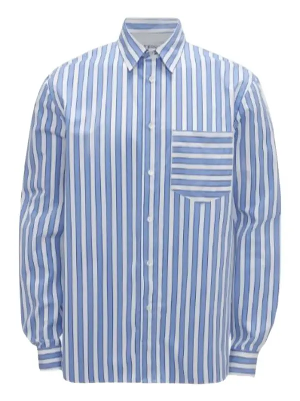 J.W.ANDERSON Jw Anderson Patchwork Striped Classic Shirt - Blue