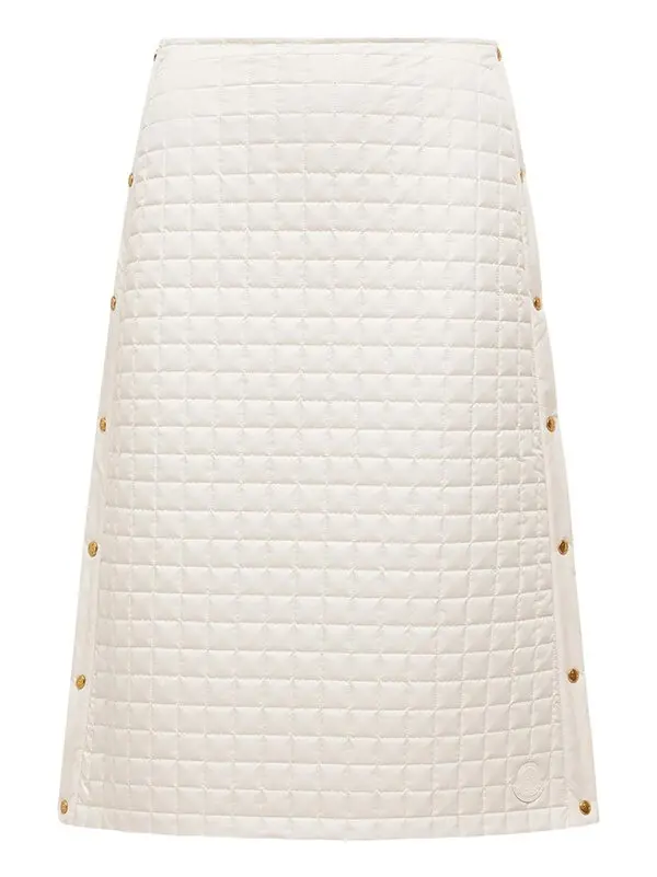 Moncler Quilted Midi Skirt With Side Slits - Light Beige