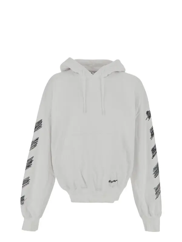 Off-White Logo Detailed Drawstring Hoodie - White