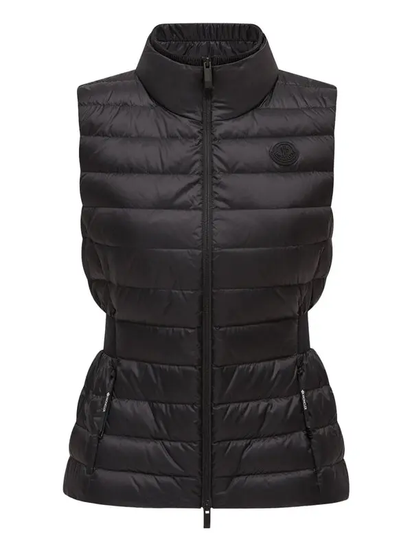 Moncler Logo Patch Zip-up Down Vest - Black