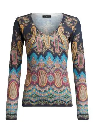 Etro Paisley-print V-neck Sweater - Multicolor