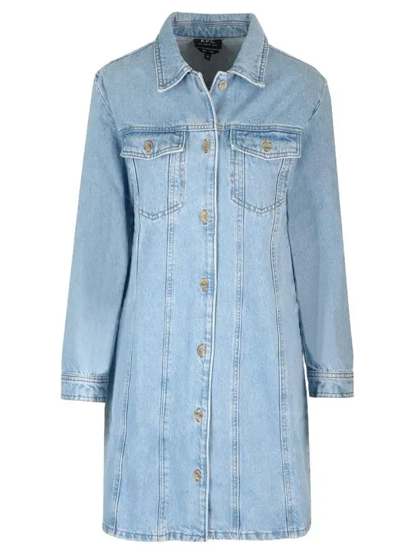 A.p.c. Long-sleeved Denim Shirt Dress - Blue