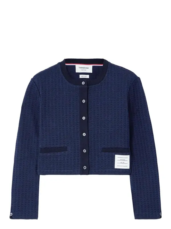 Thom Browne Four-bar Cropped Cardigan - Blue