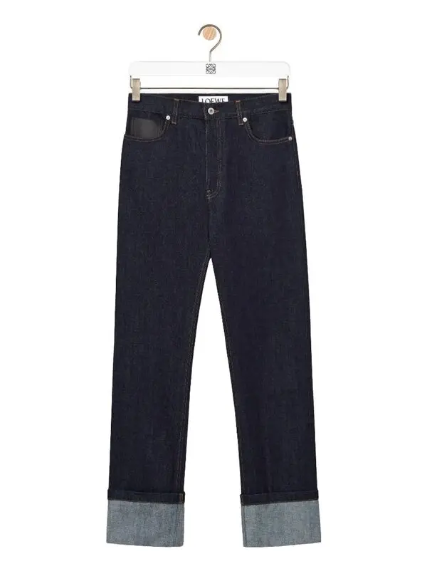 Loewe Fisherman Turn-up Jeans In Denim - Black
