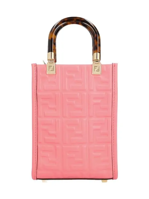 Fendi Sunshine Logo Embossed Mini Shoulder Bag - Pink
