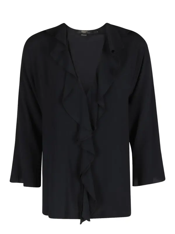Seventy Long Sleeve Ruffled Blouse - Black