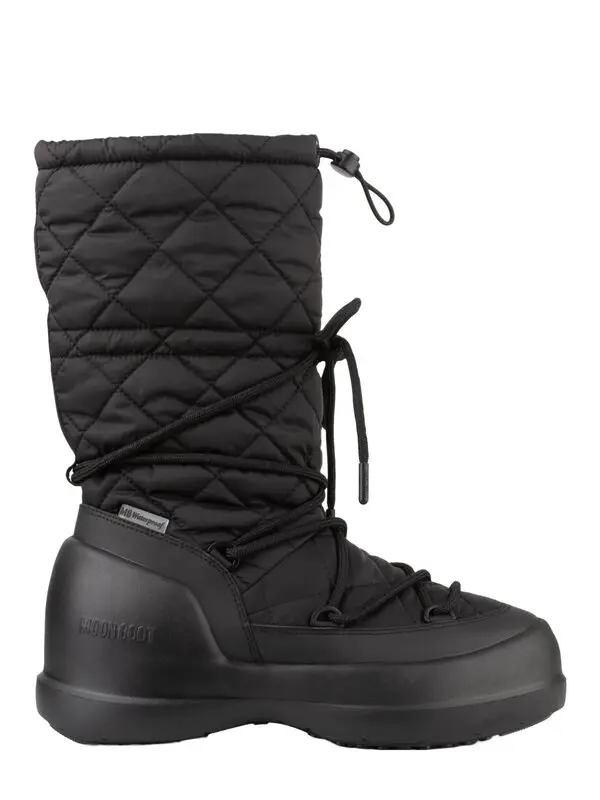 Moon Boot Quilted Lace-up Waterproof Boots - Black