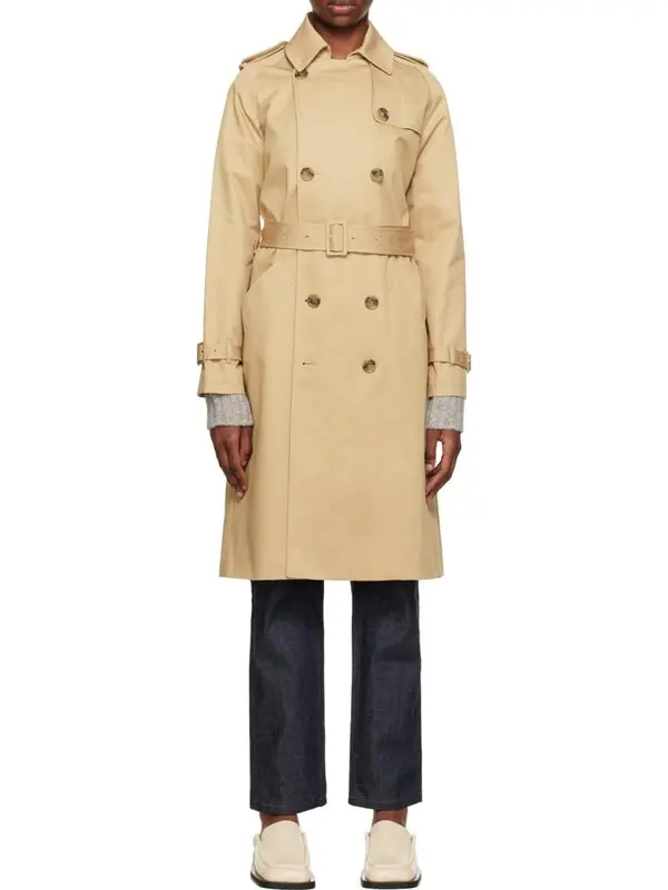 A.p.c. Greta Double-breasted Belted Trench Coat - Nude