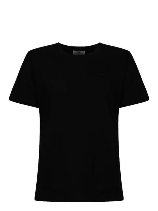 Elisabetta Franchi Loose Fit Crewneck T-shirt With Embossed Design - Black