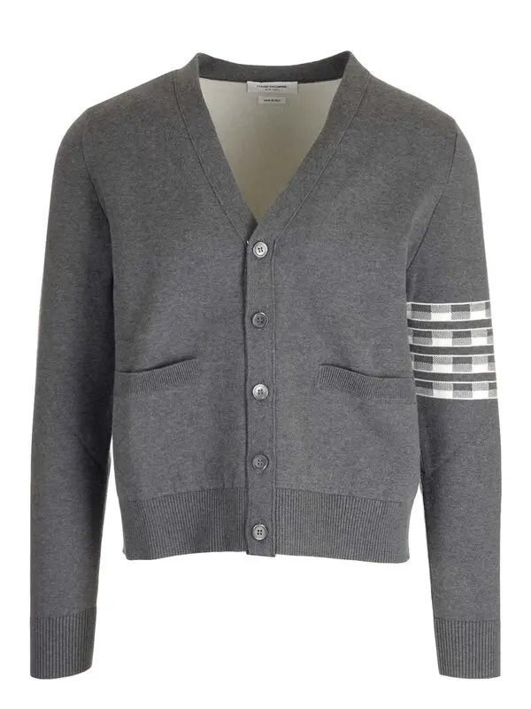 Thom Browne Hector Jacquard Back Cardigan - Gray