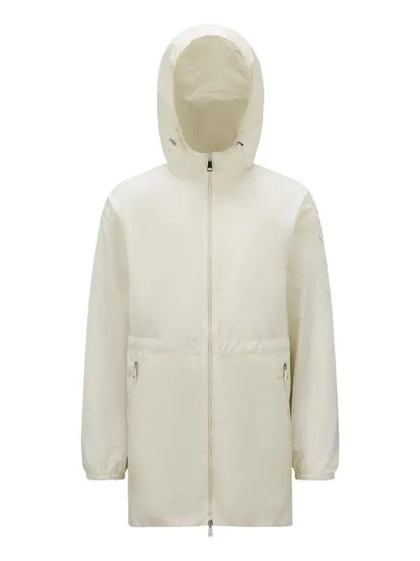 Moncler Hooded Zip-up Jacket With Drawstring Details - White