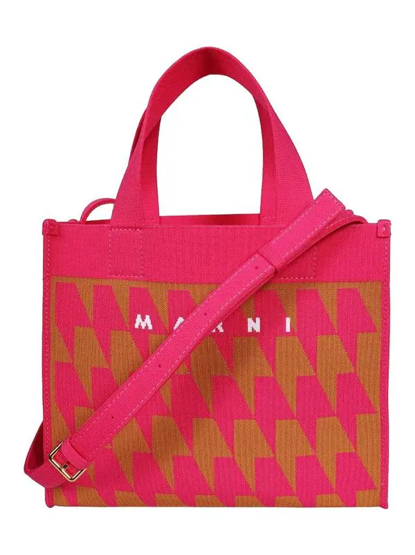 Marni Small Houndstooth-print Tote Bag - Pink