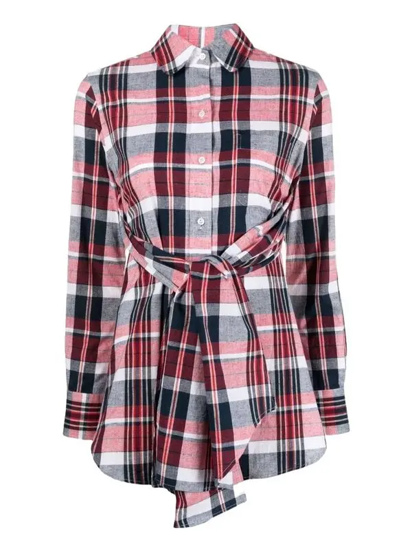 Thom Browne Checkered Open Back Twisted Shirt - Multicolor