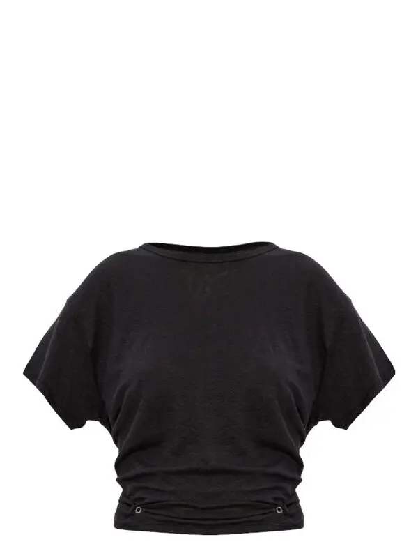 IRO PARIS Short Sleeve T-shirt With Pleated Details - Black