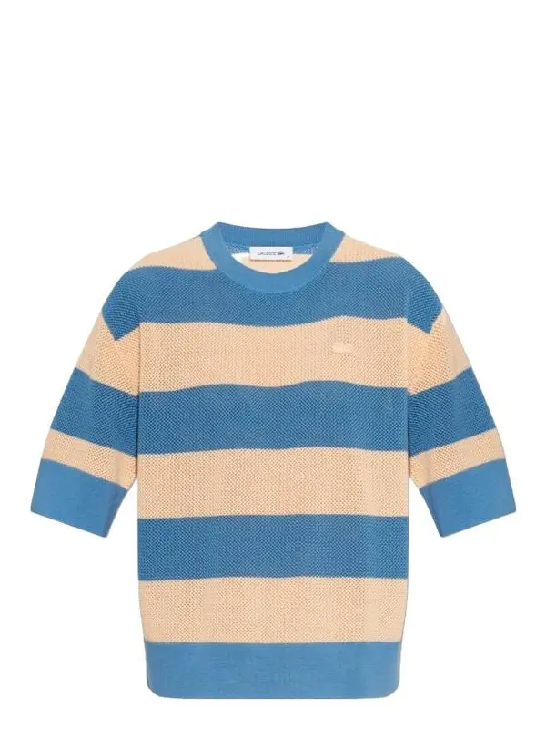 Lacoste Striped Round-neck Knitted T-shirt - Blue