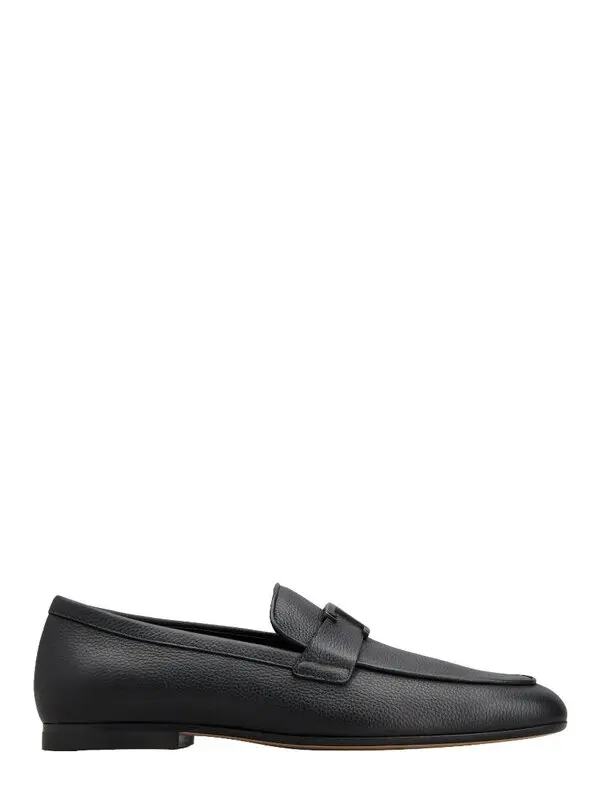 TOD'S Timeless Slip-on Loafers With T Eternal Accessory - Black