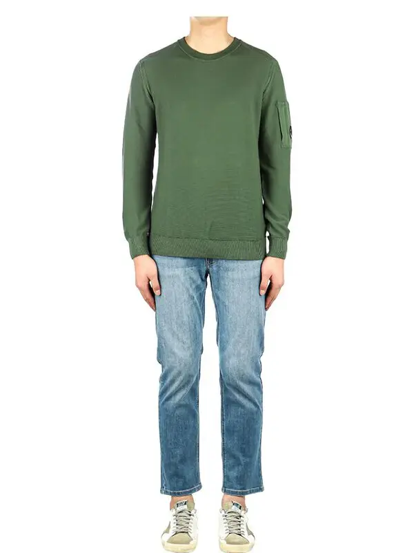 C.P. COMPANY Round Neck Sweater With Logo Embellishment - Green