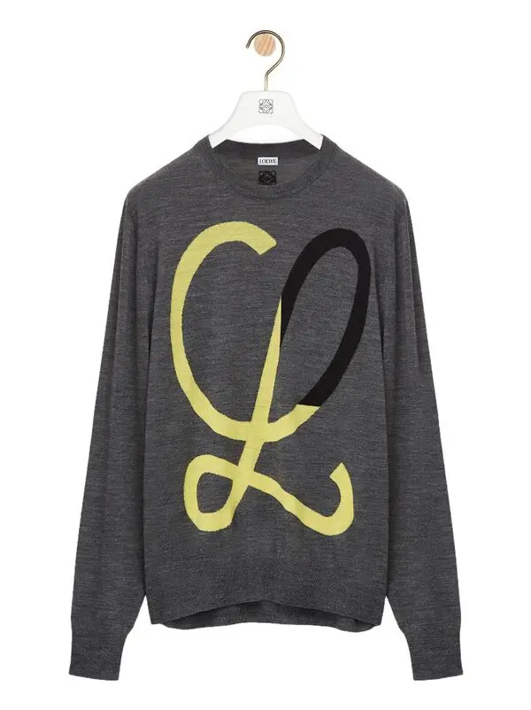 Loewe L Intarsia Wool Sweater - Gray