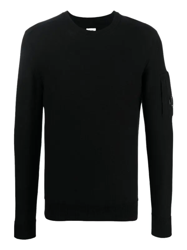 C.P. COMPANY Lens Detail Ribbed-knit Crewneck Jumper - Black