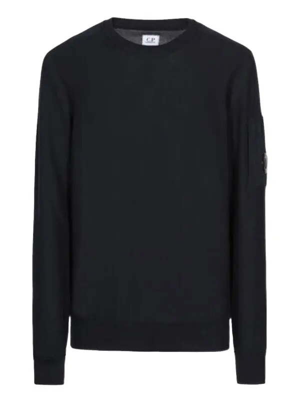 C.P. COMPANY Lens Detail Crew Neck Jumper - Black