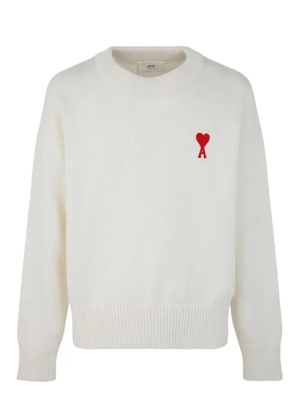 Ami De Coeur Intarsia Logo Jumper - White