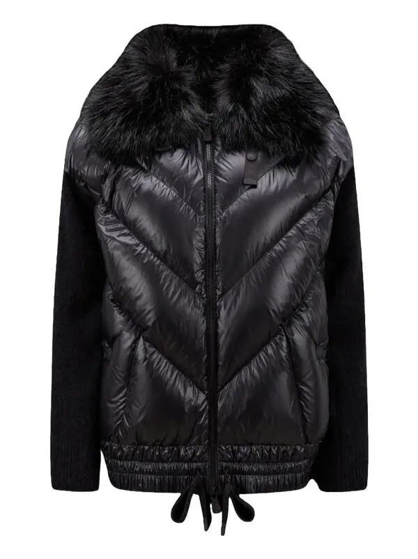 Moncler Padded Wool Alpaca Blend Cardigan - Black
