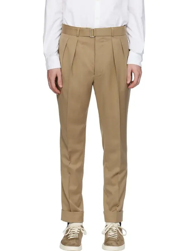 Officine Générale Pleated Tapered Trousers With Removable Belt - White