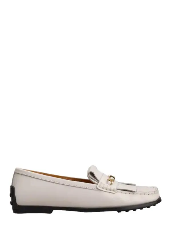 TOD'S Tassel Loafers With T-chain Detail - White