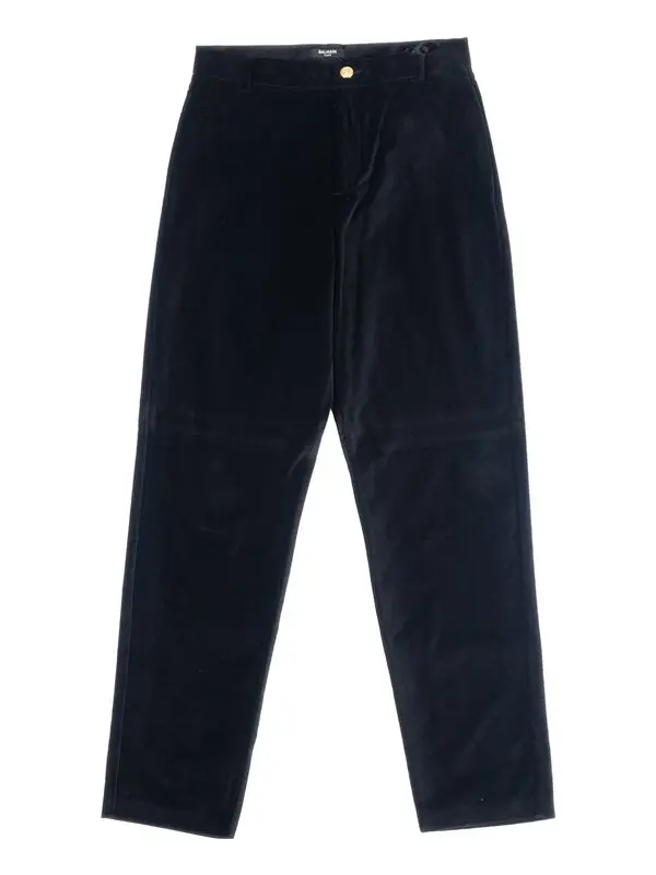 Balmain Gold-button Velvet Trousers - Black