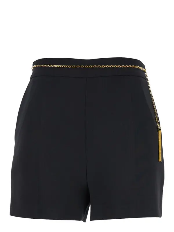 Elisabetta Franchi Slim Fit Chain Detail Shorts - Black