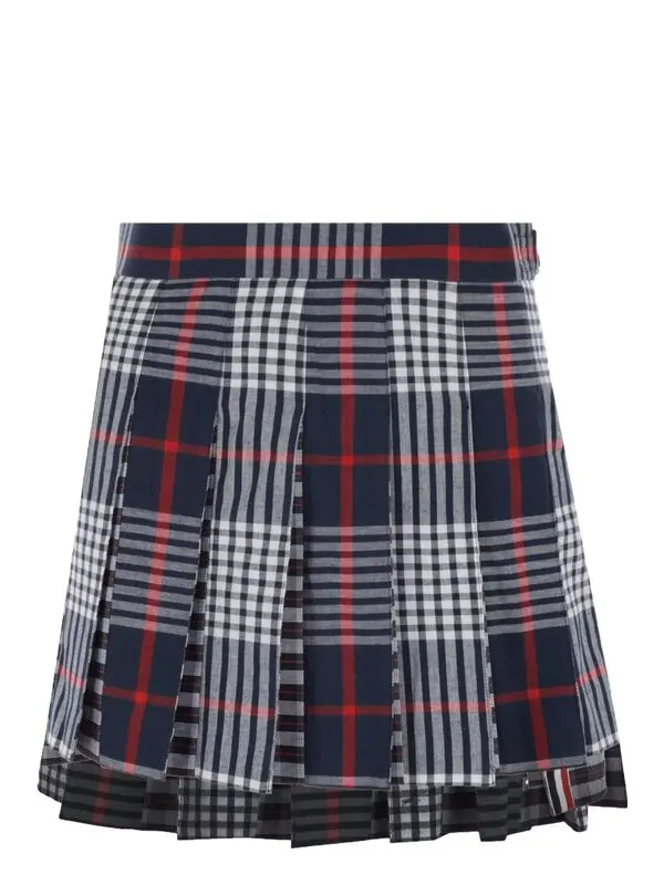 Thom Browne Checked Pleated Asymmetrical Mini Skirt - Black