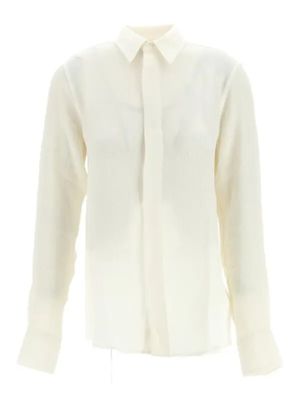 Ami Point-collar Silk Shirt With Logo - White