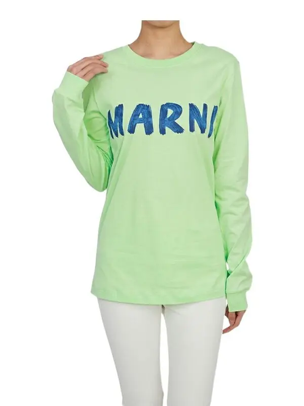 Marni Logo Print Long Sleeve T-shirt - Green