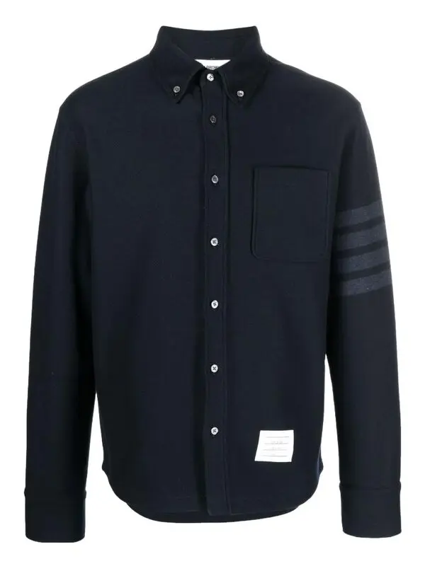 Thom Browne Cotton Long-sleeved Shirt - Navy Blue