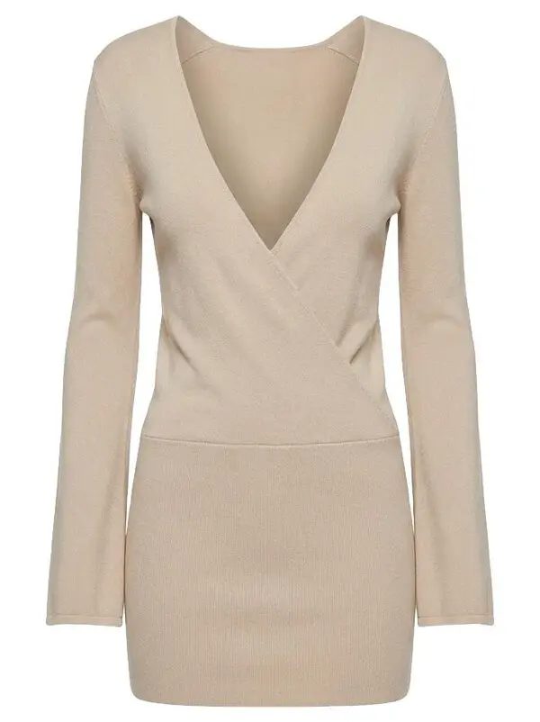 AYA MUSE V-neck Flared Dress - Sand