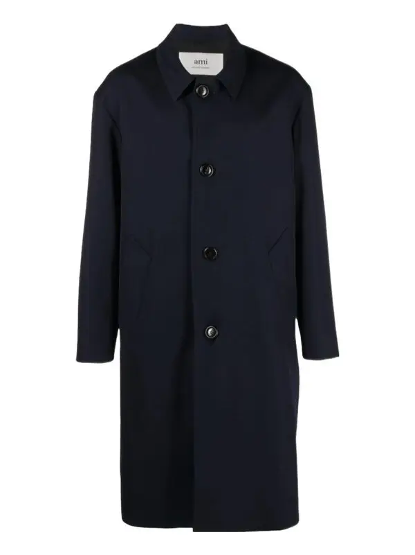 Ami Single-breasted Wool Coat - Black