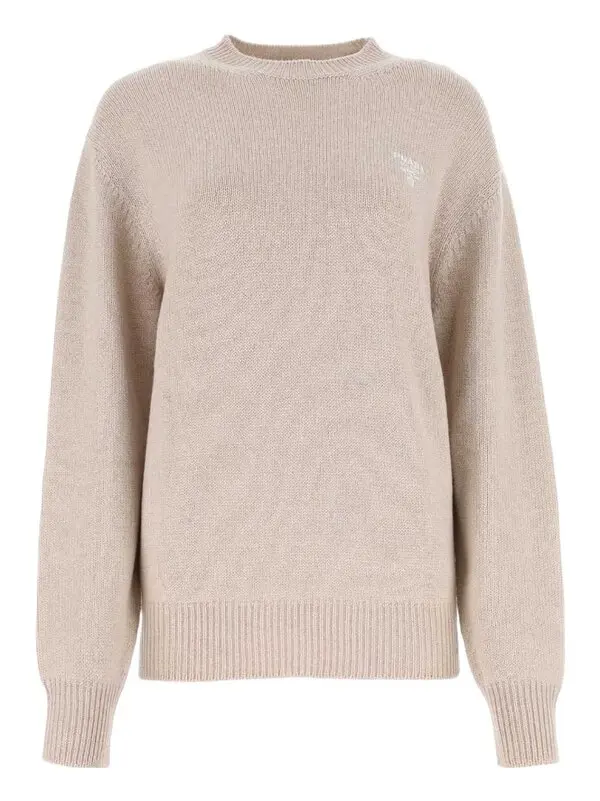Prada Embroidered Logo Jumper - Desert Yellow