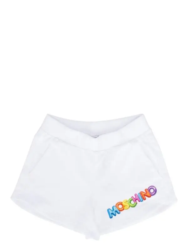Moschino Print Stretch Cotton Shorts - White