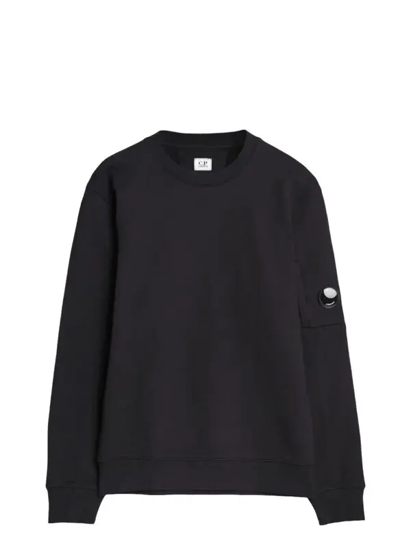 C.P. COMPANY Long Sleeved Crewneck Sweatshirt With Lens Detail - Black