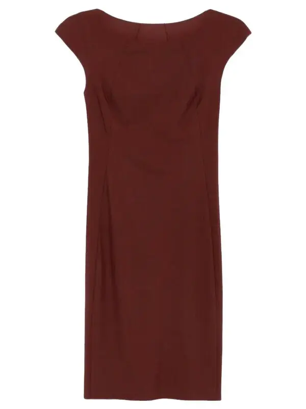 Patrizia Pepe Paneled Round Neck Midi Dress - Wood Brown