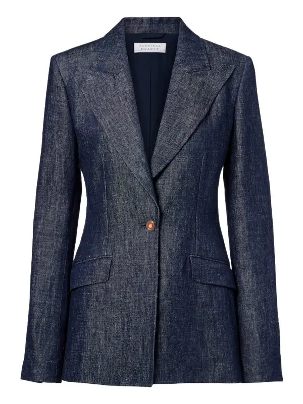 Gabriela Hearst Leiva Linen Blazer - Blue